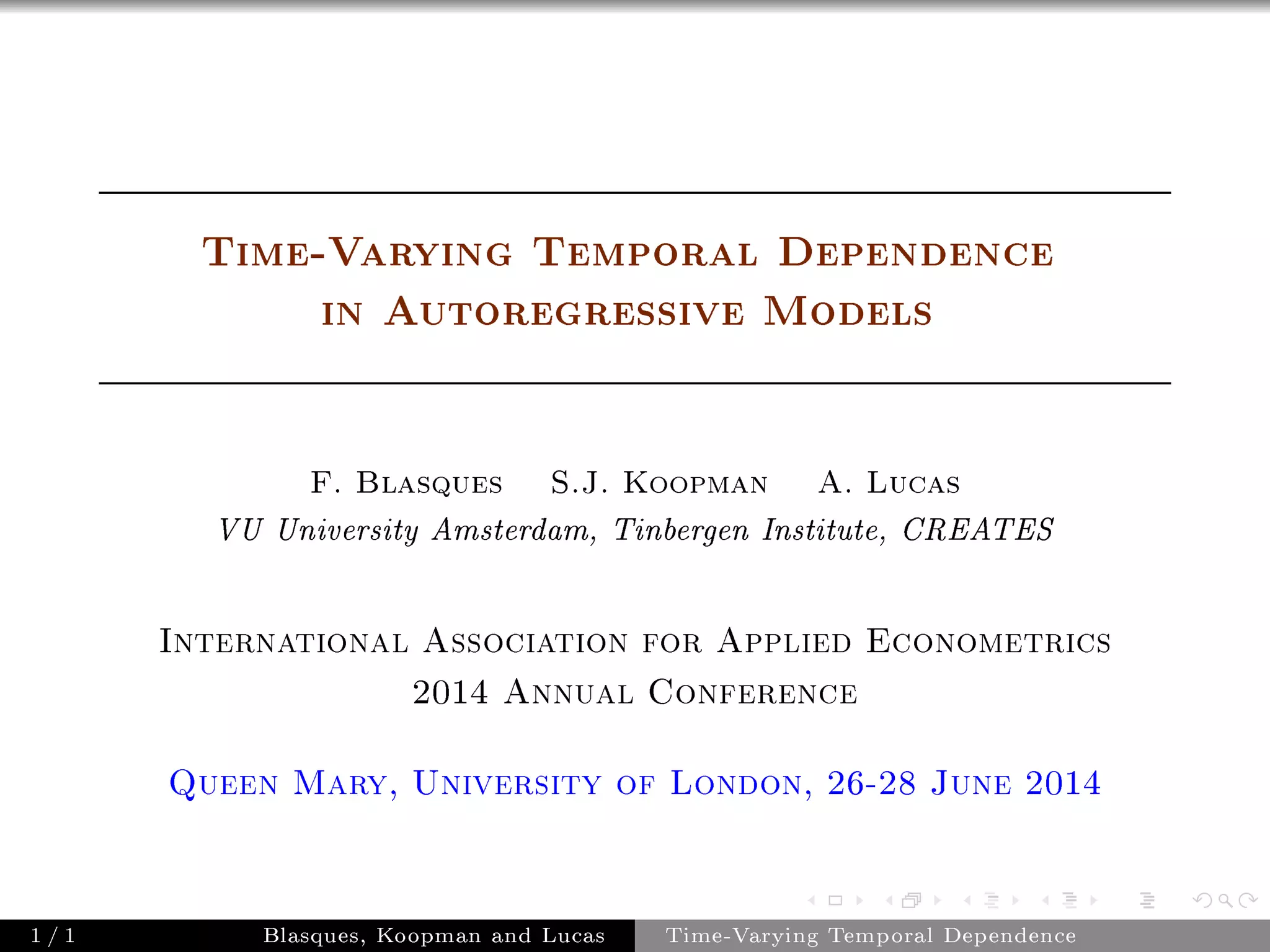 Time Varying Temporal Dependene In Autoregressive Models Francisco