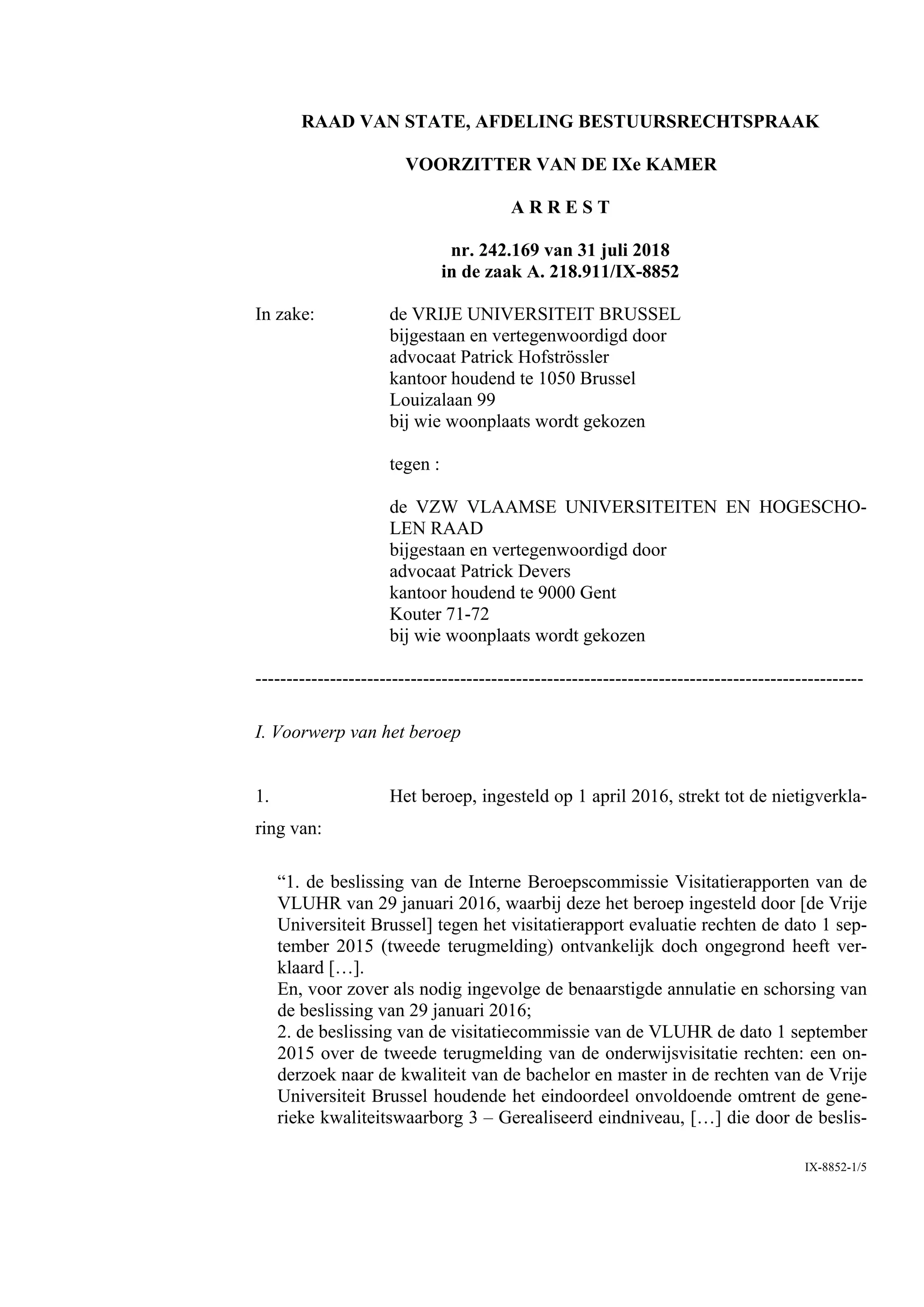 VUB heeft probleem met visitatierapport | PDF