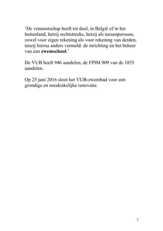 VUB en FPIM richten bvba SWIMOVE op | PDF
