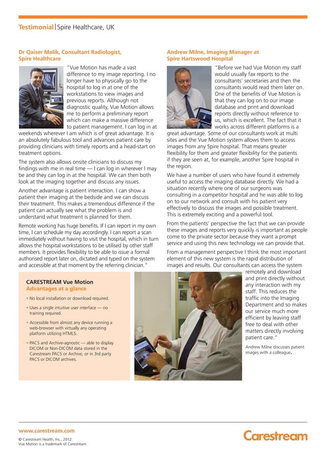 Spire Healthcare Testimonial on Vue Motion | PDF