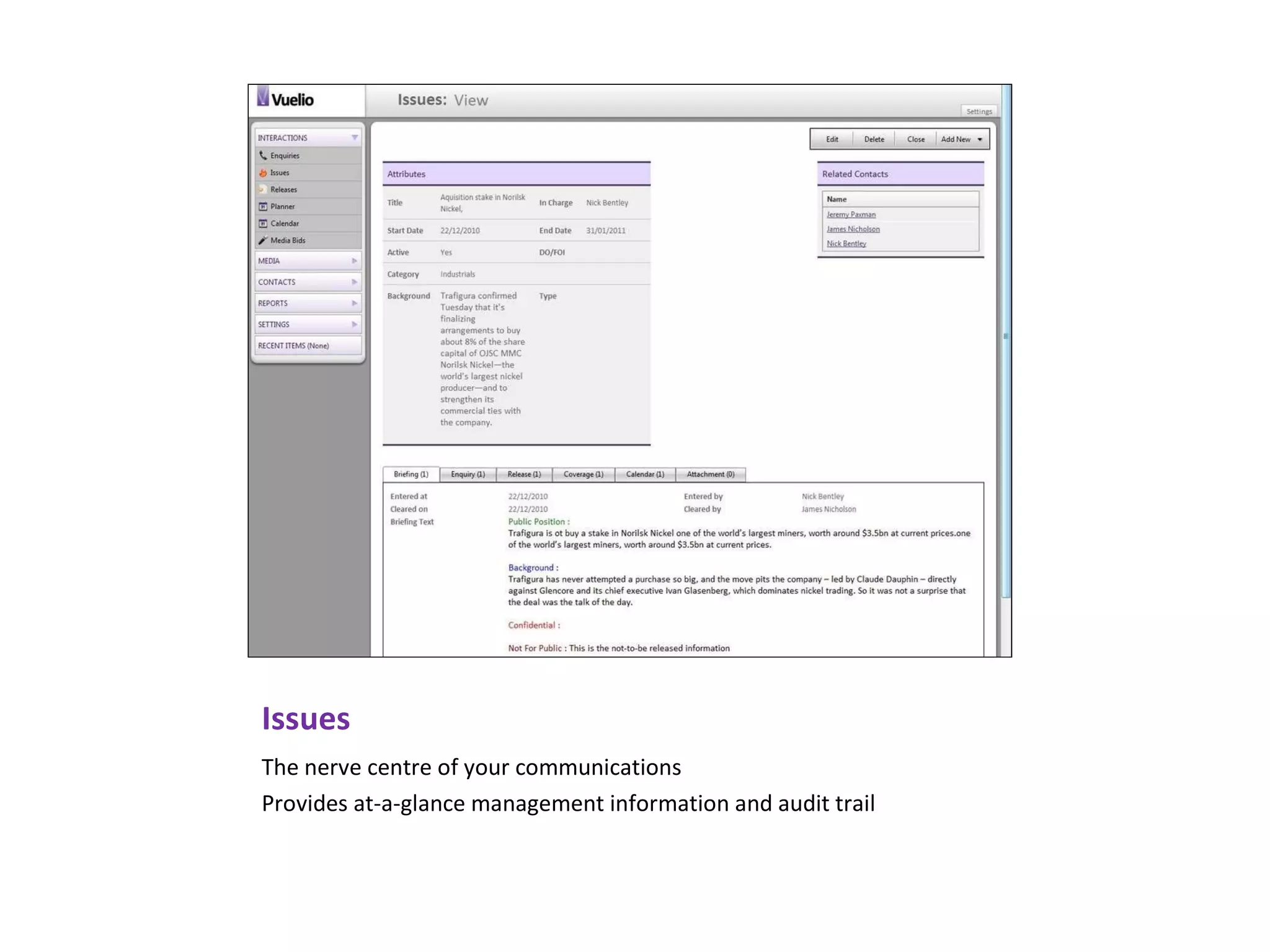 Vuelio Screen Shots | PPS | Technology & Computing