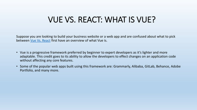 Vue vs. React : Unveiling The Difference | PPT