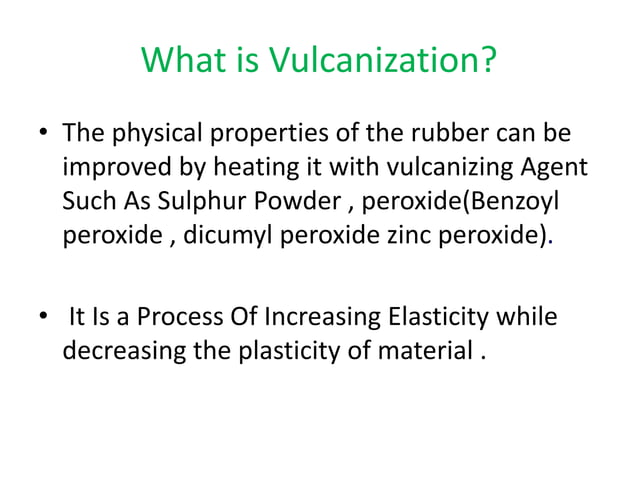 Vulcanization mechanism of natural rubber. | PPTX | Chemistry | Science