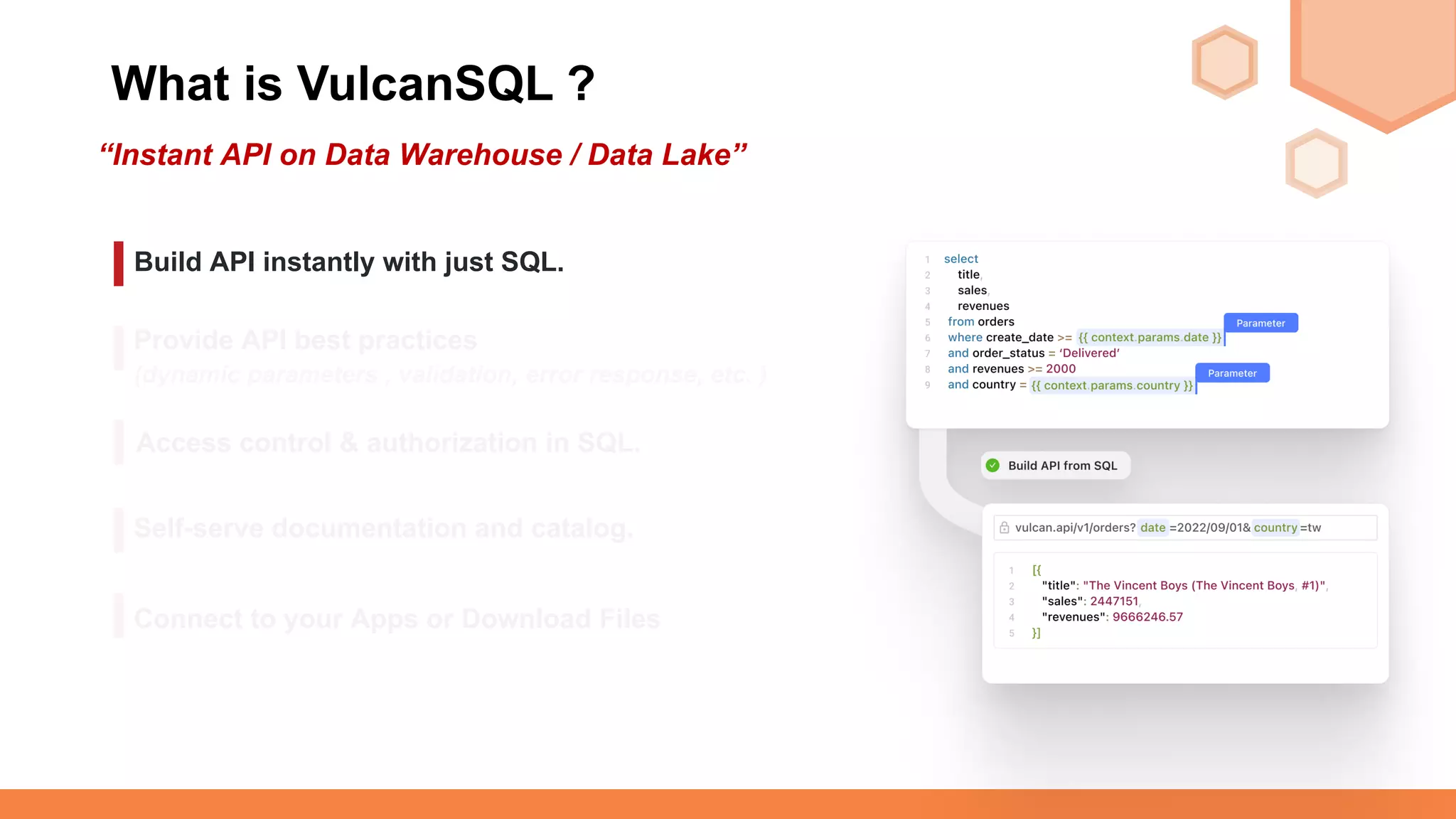 VulcanSQL- 如何快速把你的 Data Warehouse 變成 API | PPT