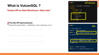 VulcanSQL- 如何快速把你的 Data Warehouse 變成 API | PPT