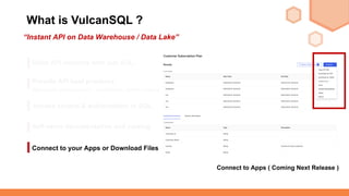 VulcanSQL- 如何快速把你的 Data Warehouse 變成 API | PPT