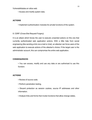 Vulnerabilidades en sitios web (english) | PDF