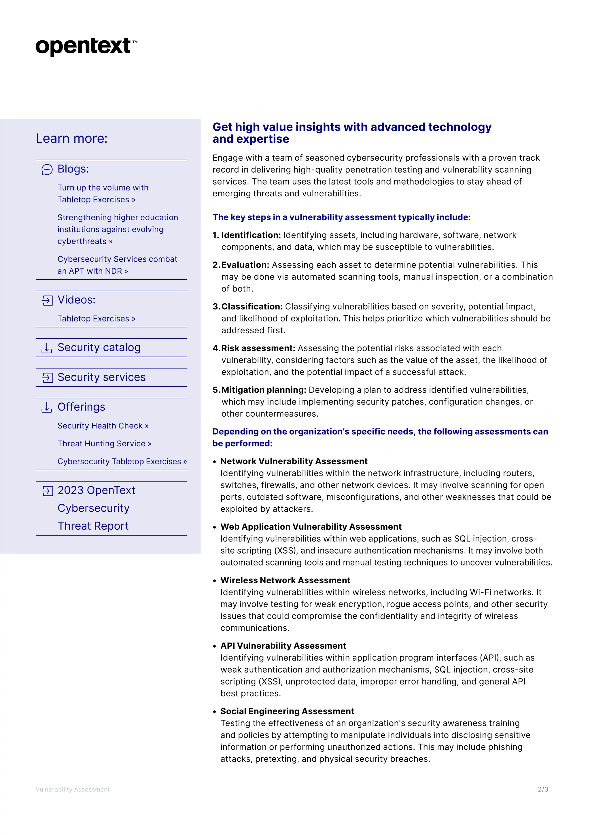 OpenText Vulnerability Assessment & Penetration Testing | PDF