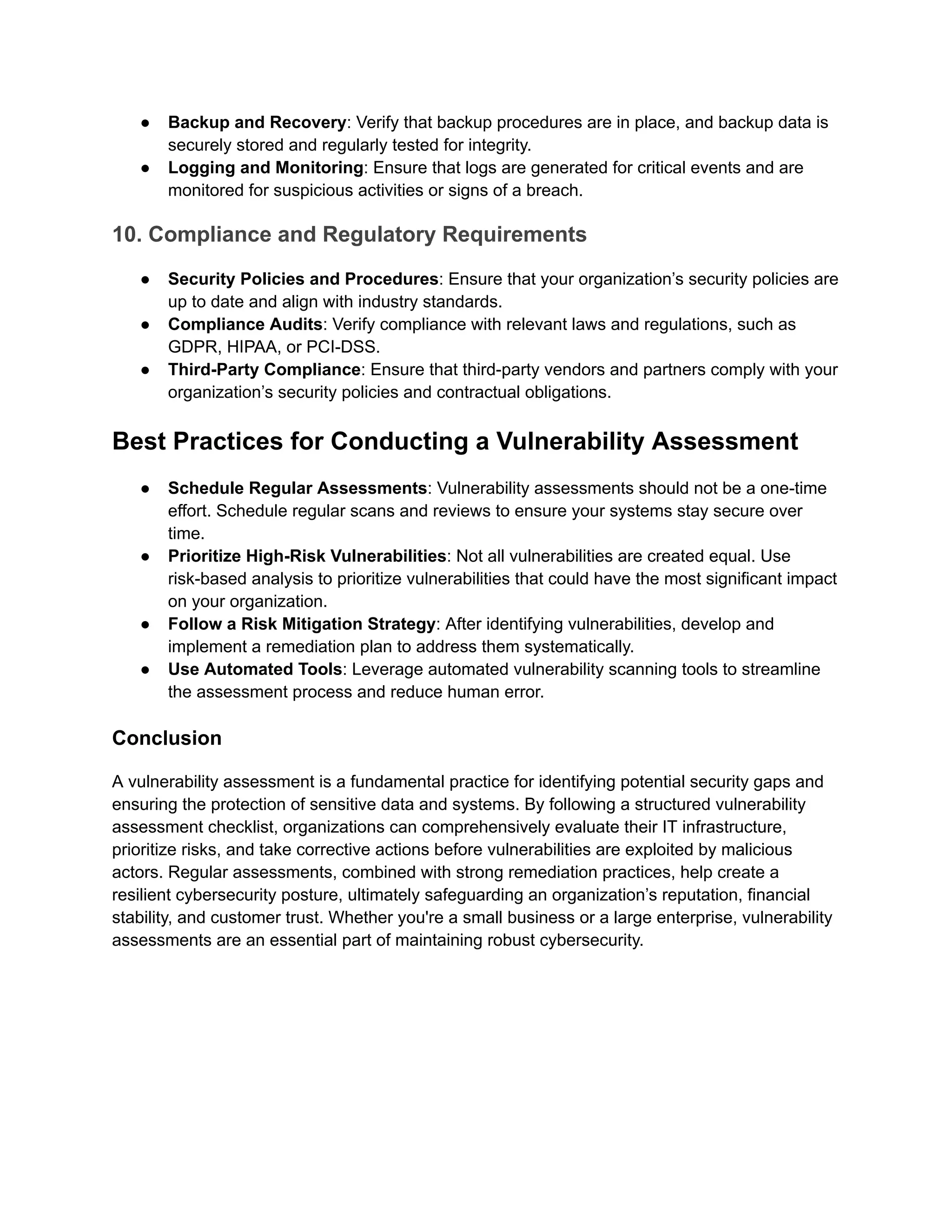 Vulnerability Assessment Checklist A Key Element in Cybersecurity | PDF