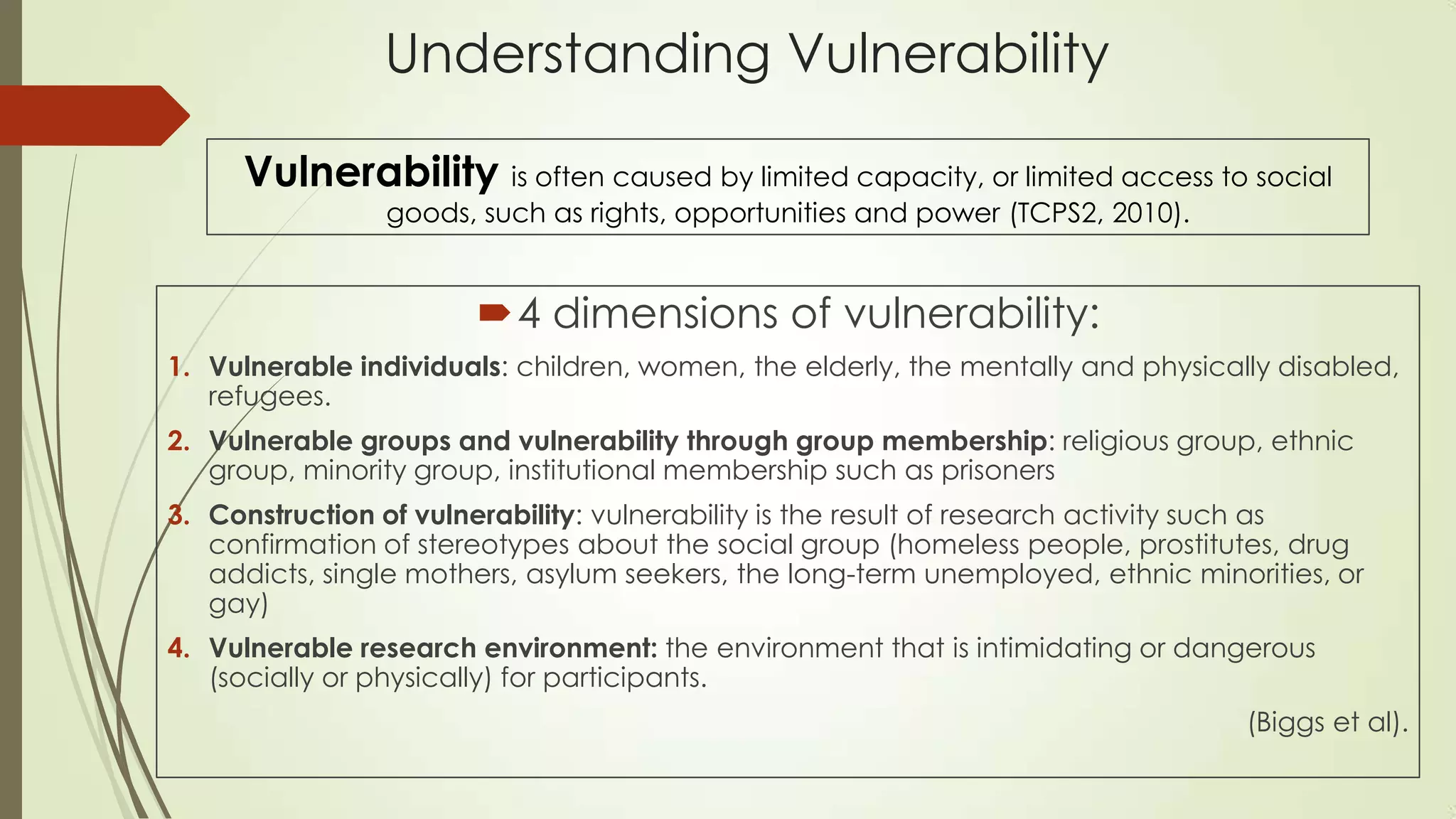 Building Ethics into the Research with Vulnerable groups | PPTX