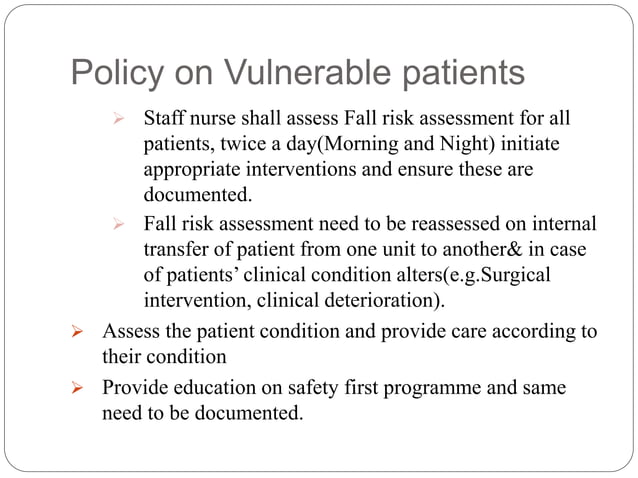 Vulnerable patient policy | PPTX | First Aid | Injuries