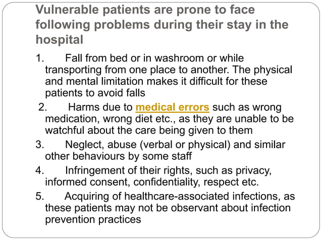 Vulnerable patient policy | PPTX | First Aid | Injuries