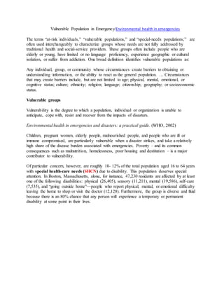 Vulnerable Population in Emergencies | DOCX