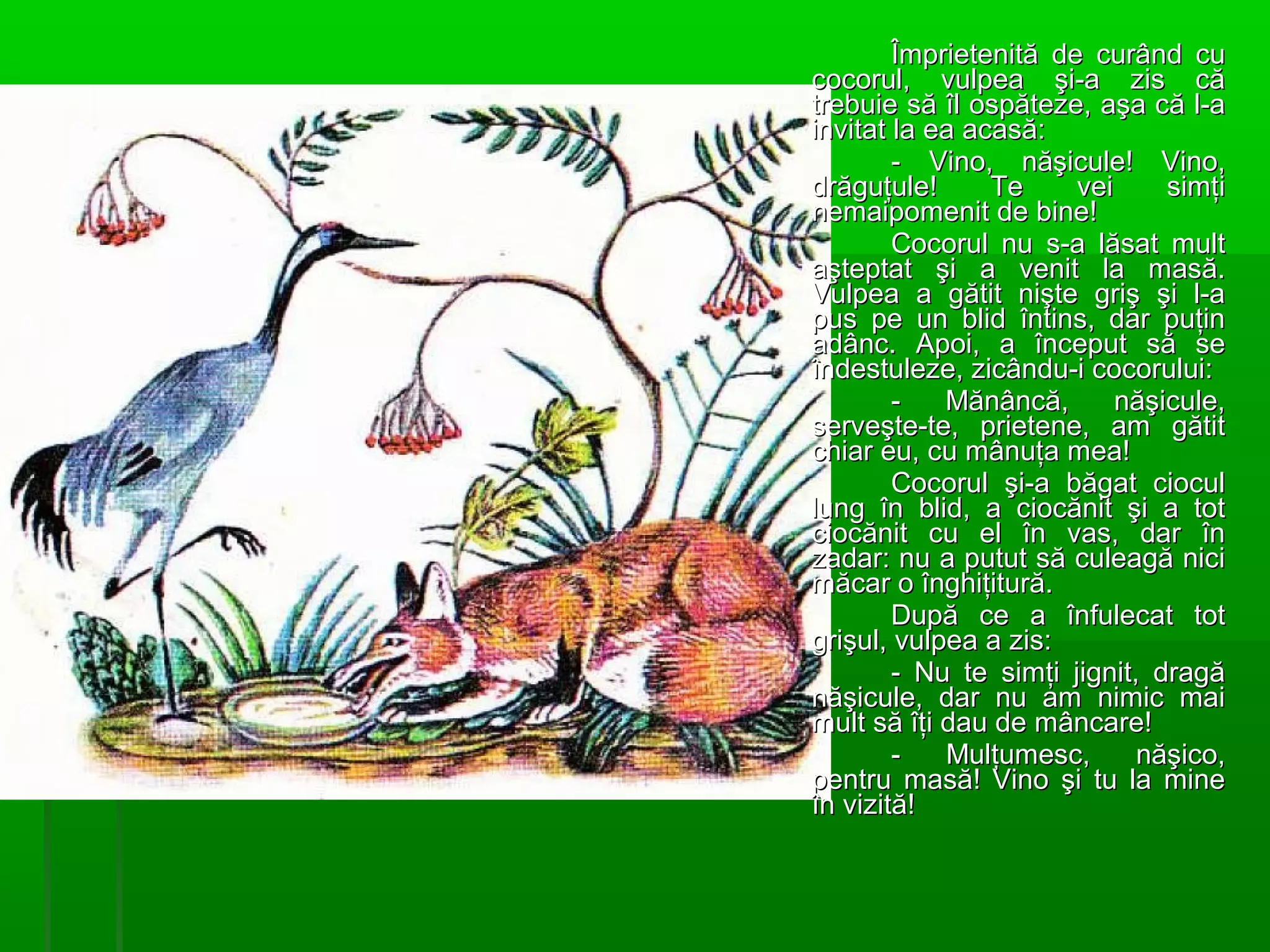 Vulpea şi cocorul | PPT