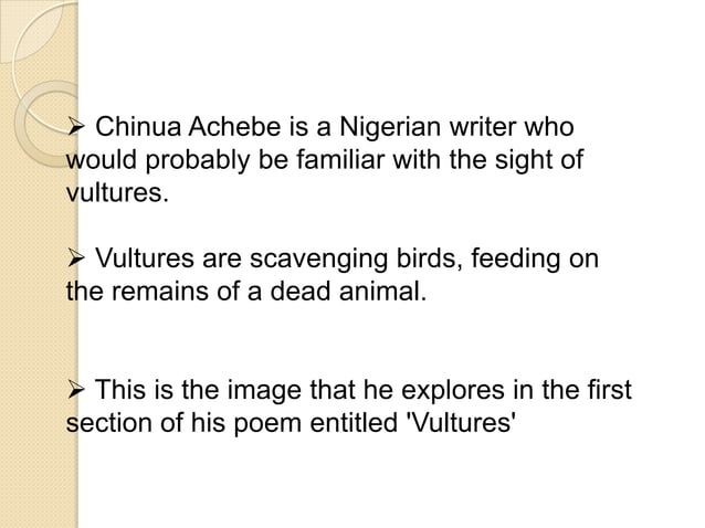 Poem "Vulture" by Chinua Achebe | PPTX