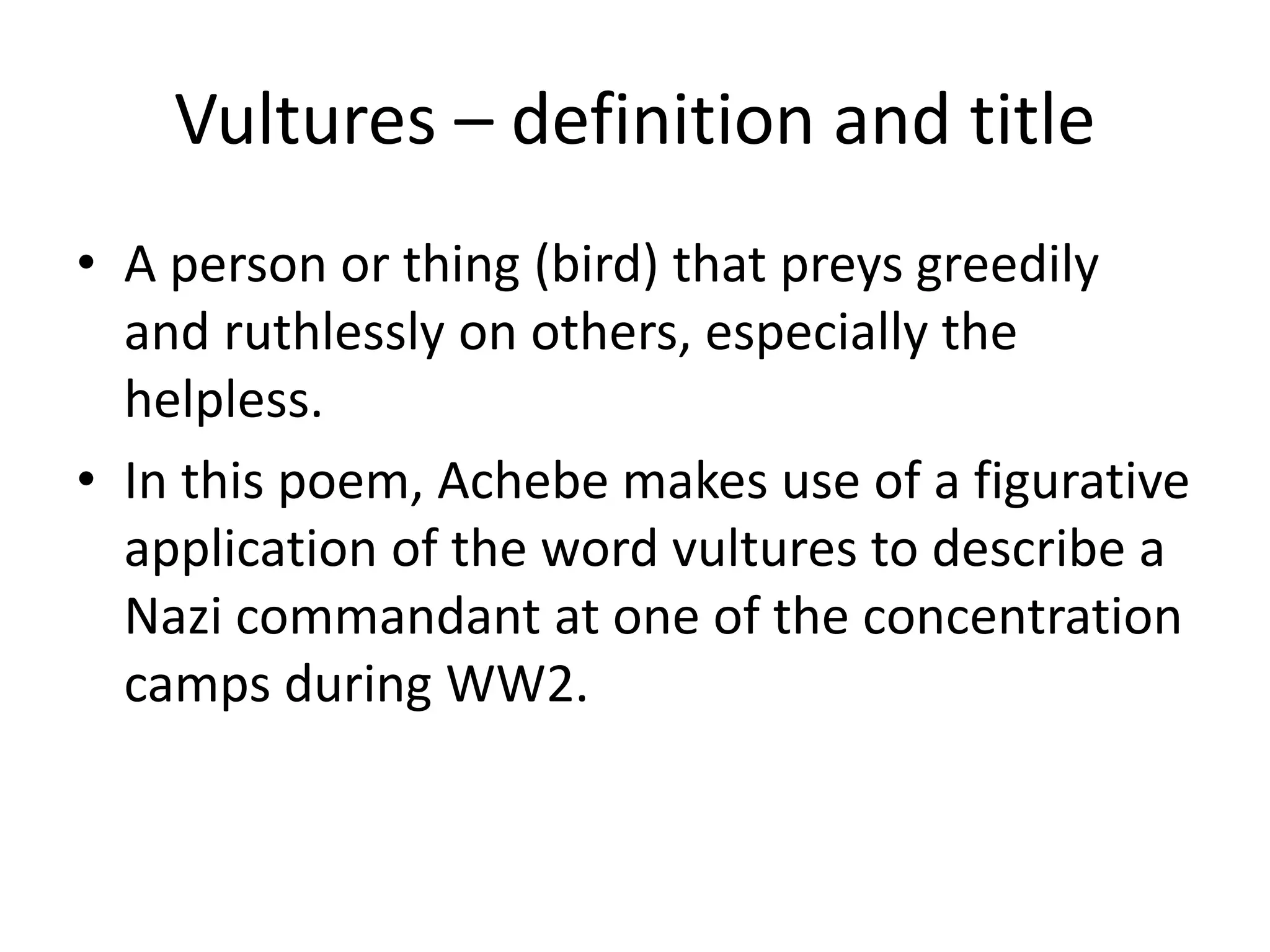 Vultures - Chinua Achebe | PDF