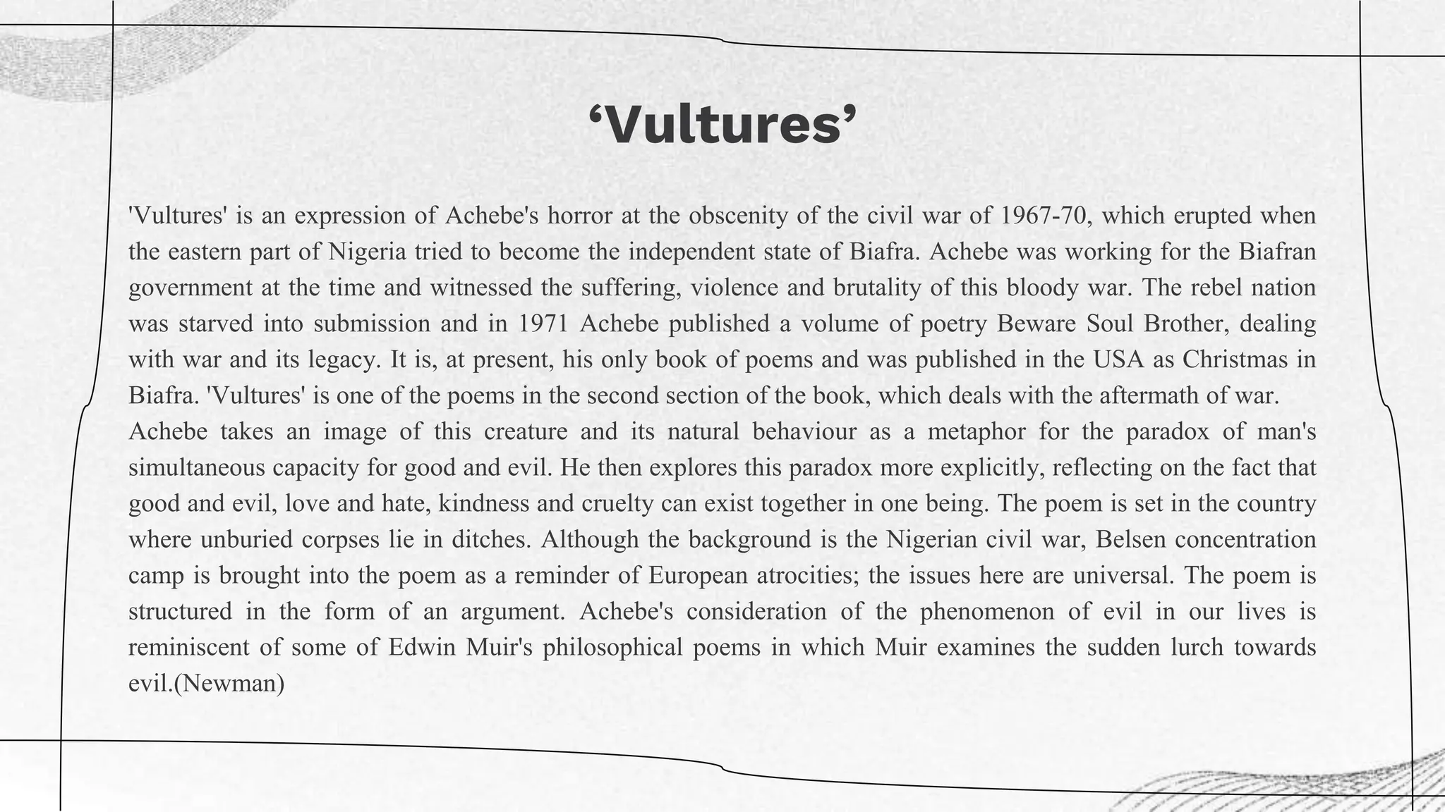 'Vultures' by Chinua Achebe.pptx (African Literature) | PPTX