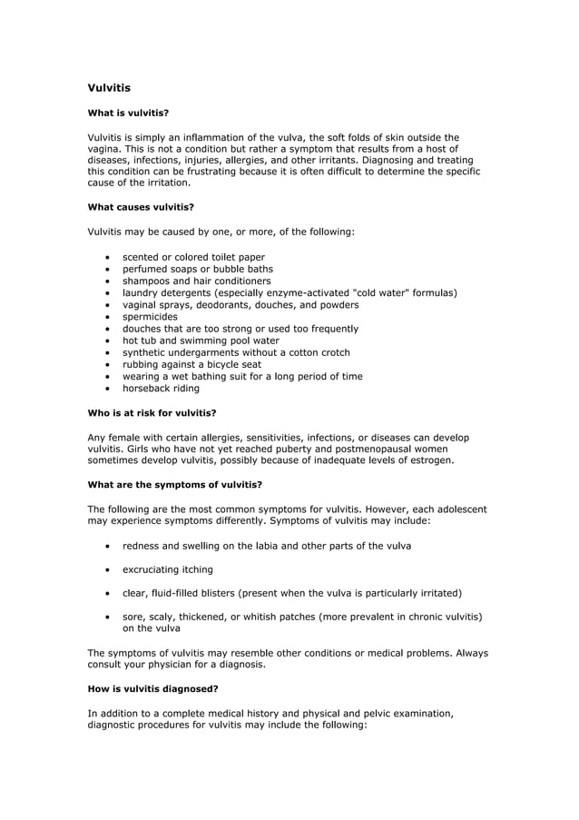 Vulvitis | DOC | Sexual Conditions | Sexual Health