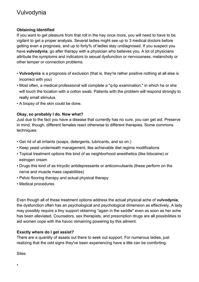 Vulvodynia | PDF | Sexual Conditions | Sexual Health