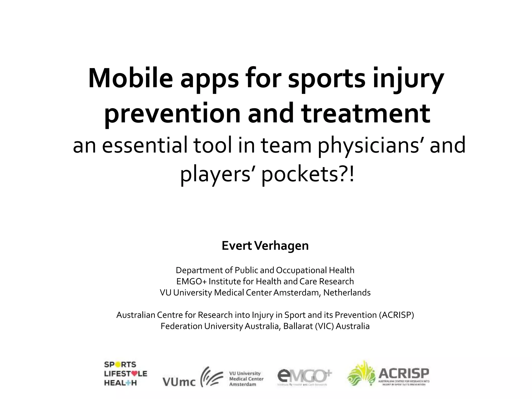 Mobile apps for sports injury prevention and treatment | PPTX