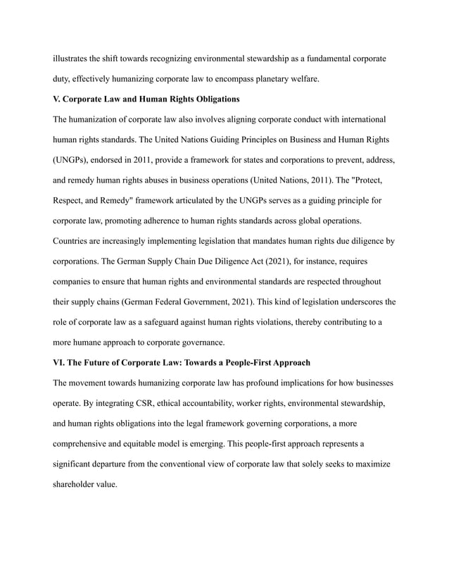 Corporate Law as a Humanized Framework: Balancing Profit and Social ...