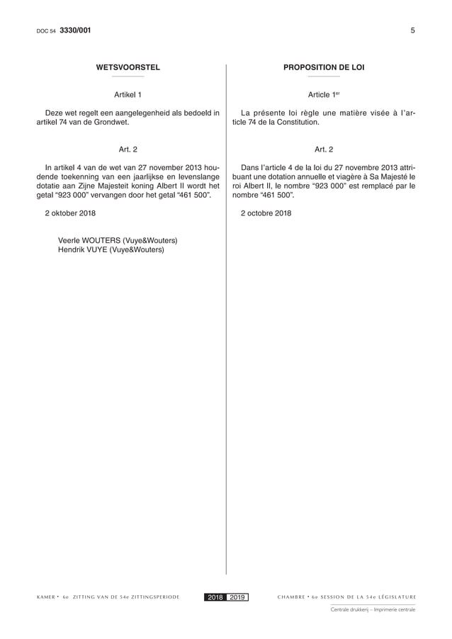 Vuye & Wouters willen dotatie aan Albert II halveren | PDF