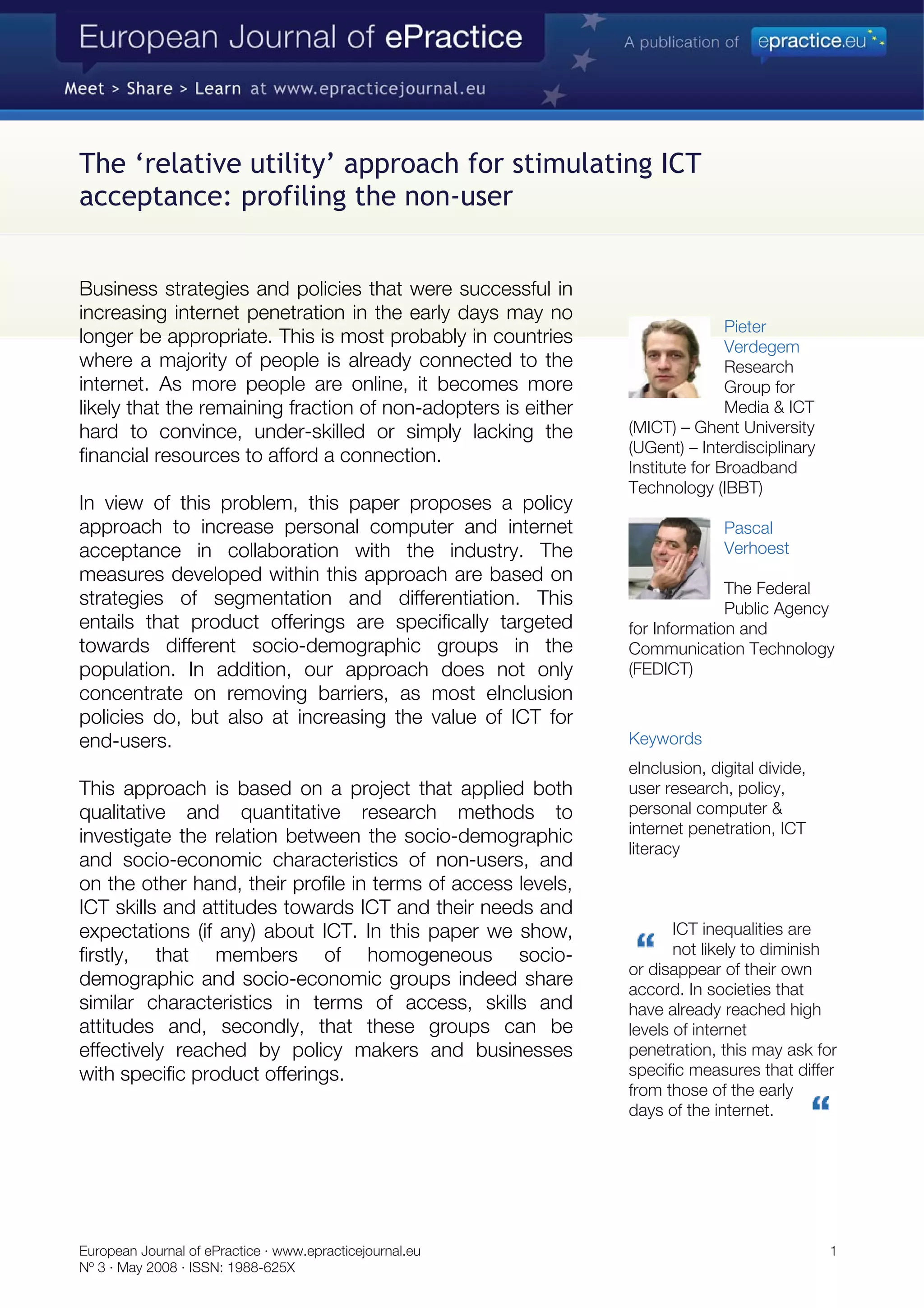 The relative utility approach for stimulating ICT acceptance: profiling ...