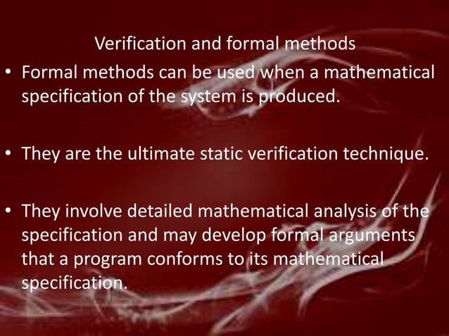 verification and validation | PPTX | Programming Languages | Computing