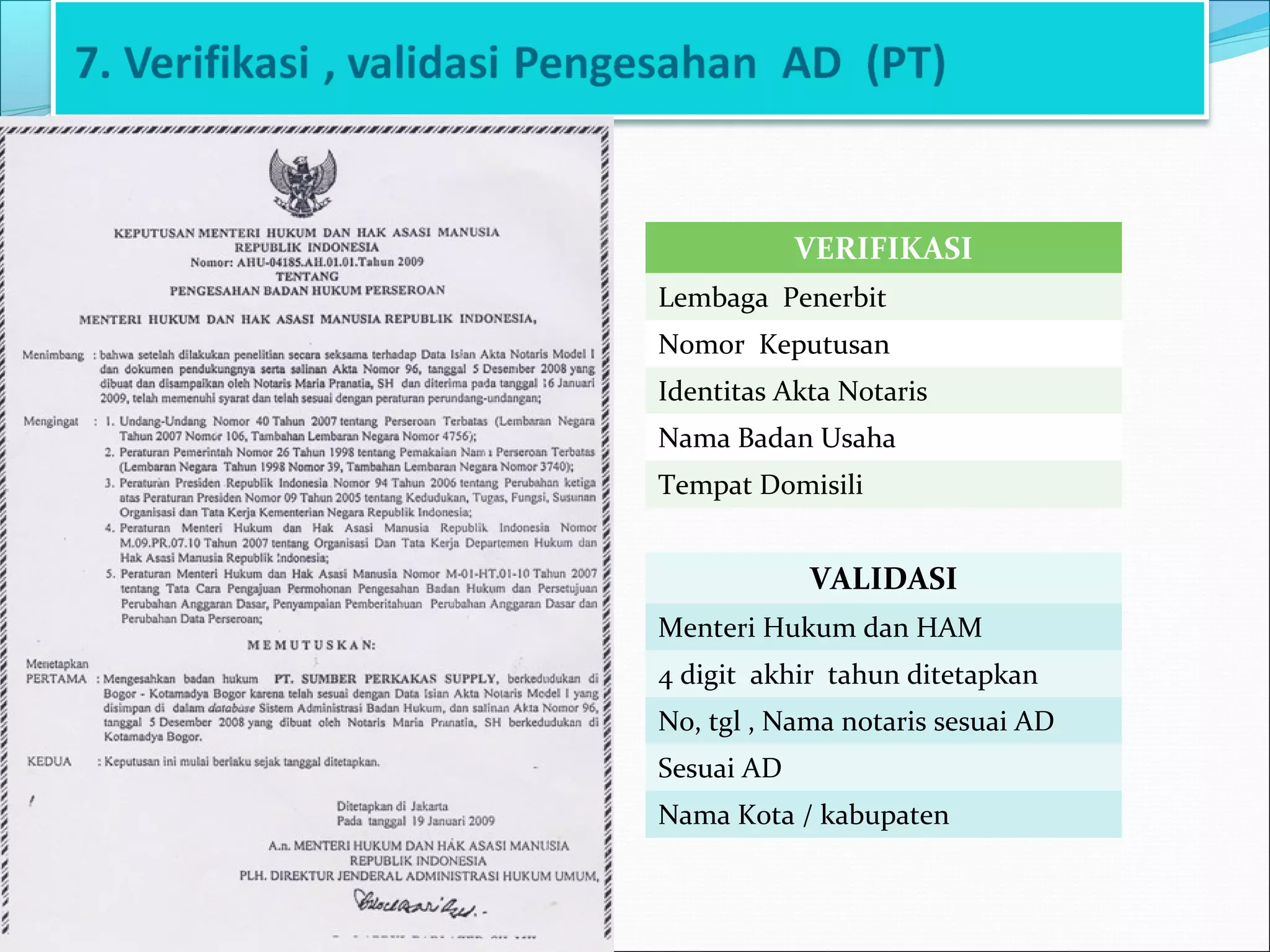 Verifikasi dan Validasi Berkas Badan Usaha LPJK | PPT