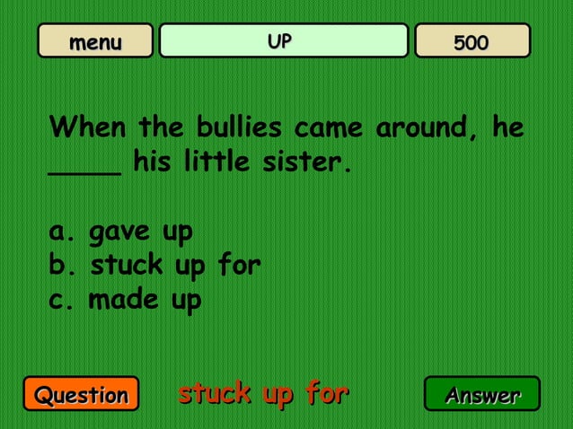 Phrasal verbs jeopardy | PPT