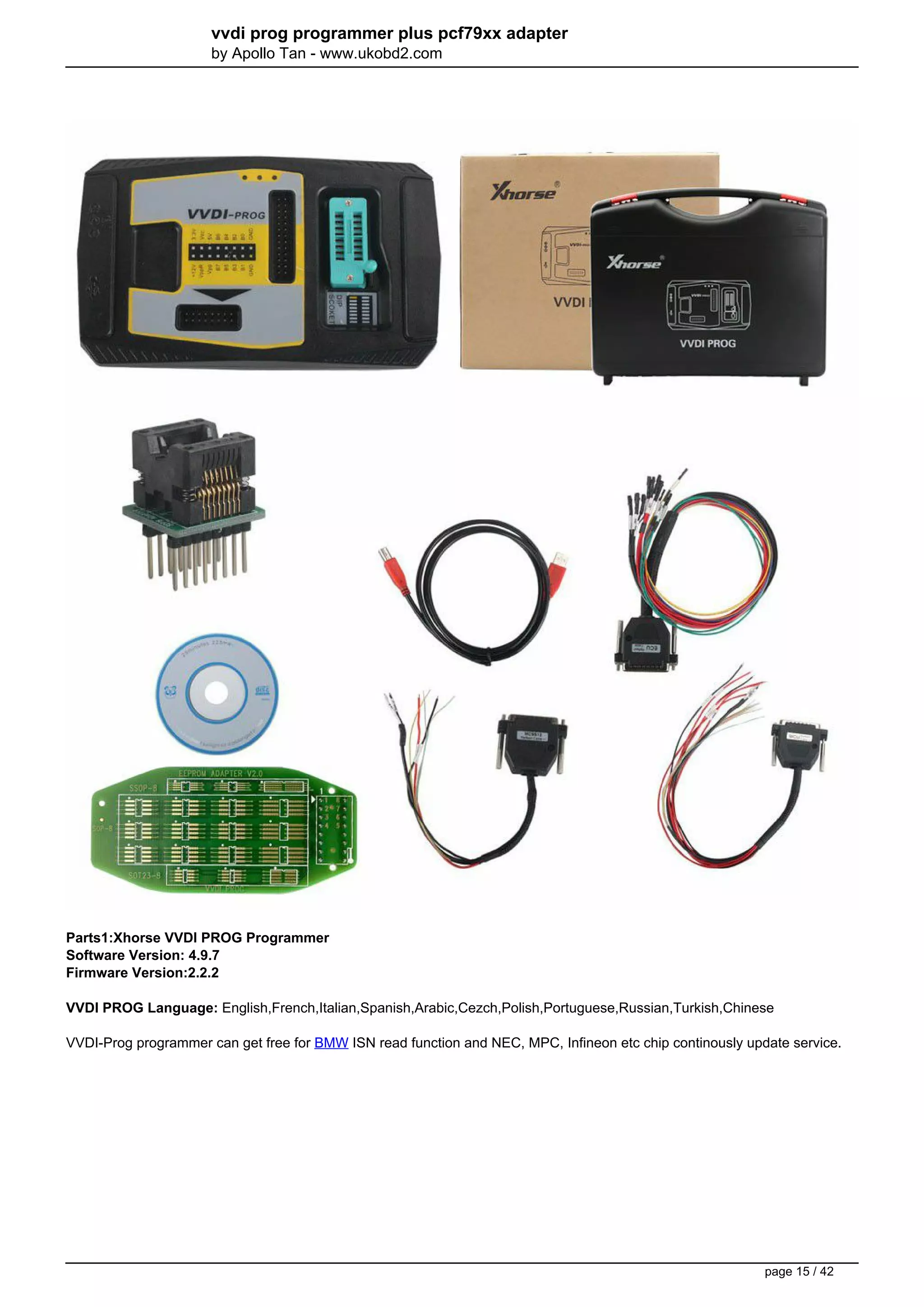 Original Xhorse VVDI PROG Programmer with PCF79XX Adapter Free Shipping by DHL | PDF
