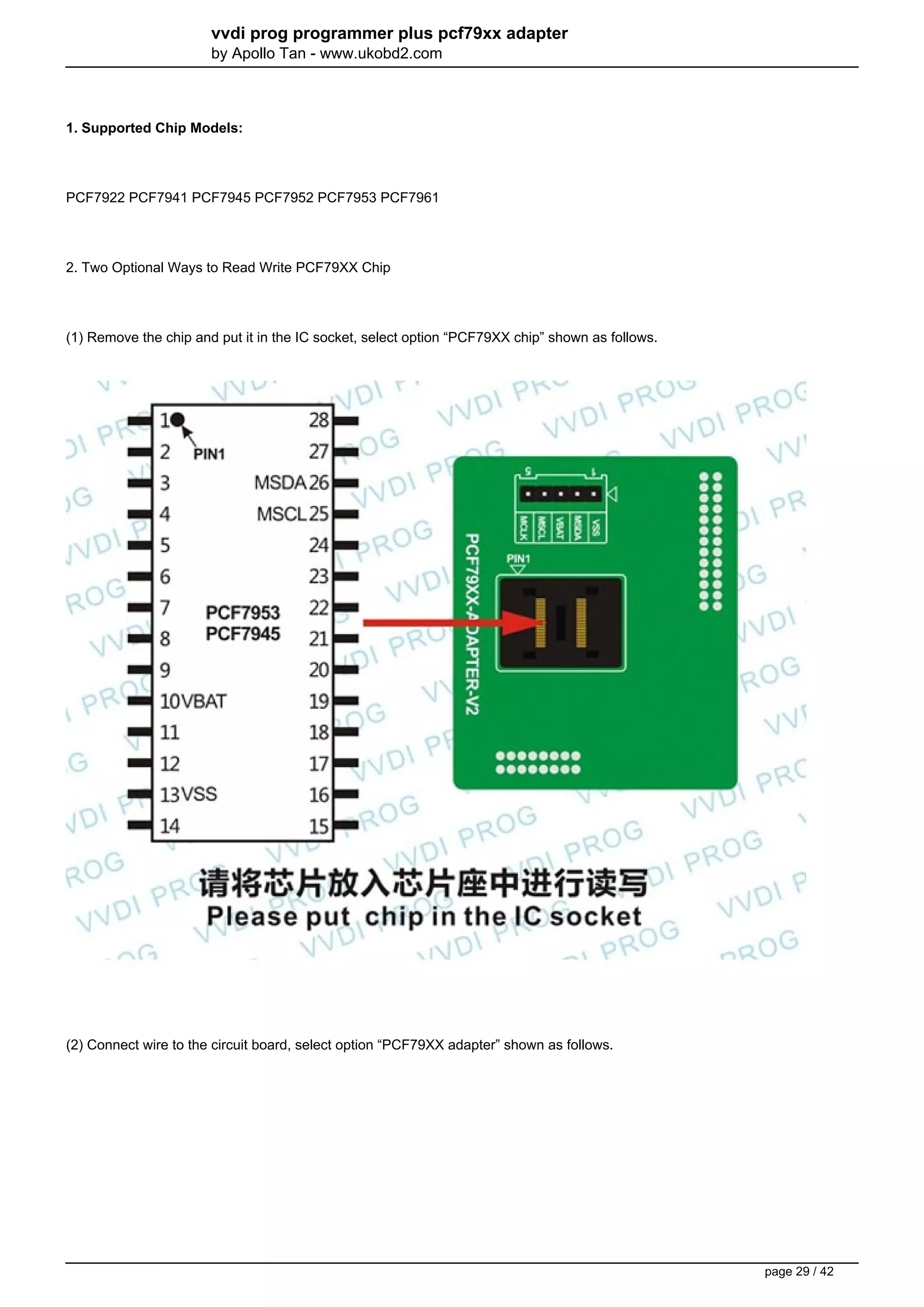Original Xhorse VVDI PROG Programmer with PCF79XX Adapter Free Shipping by DHL | PDF
