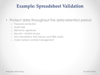 Process and Regulated Processes Software Validation Elements | PPT
