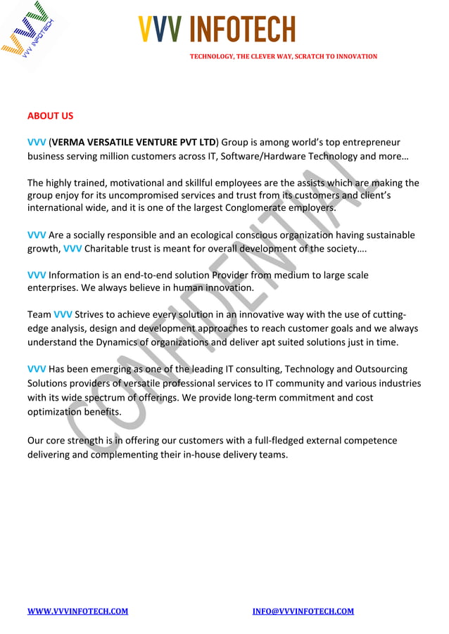 Vvv pvt ltd - company profile | PDF