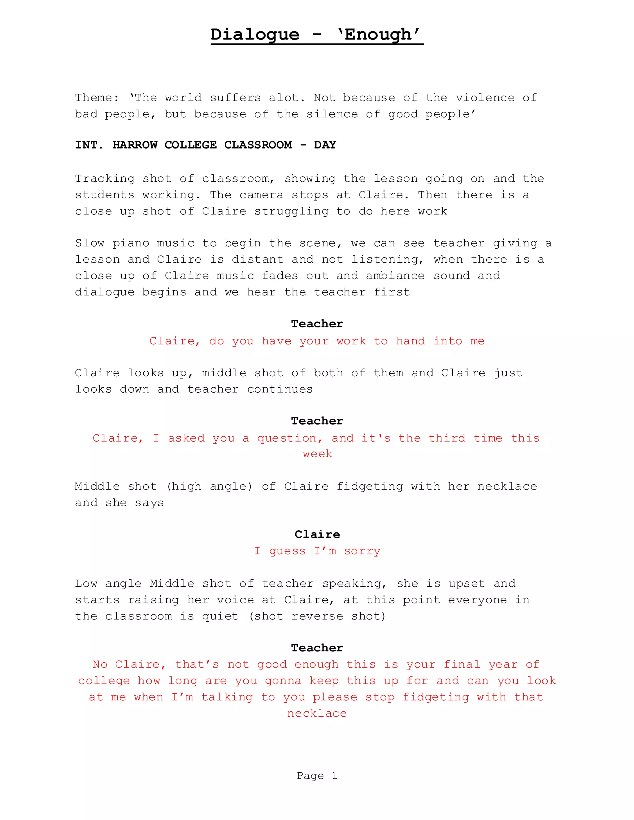 Script with dialogue | PDF