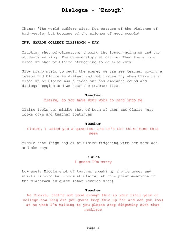 Script with dialogue | PDF