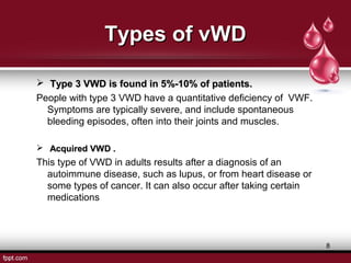 Von Willebrand Disease | PPT | Blood Disorders | Diseases and Conditions