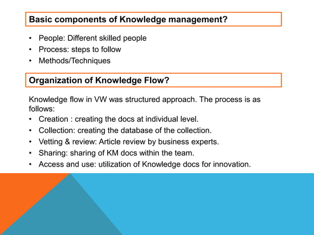 VW knowledge management case study | PPTX