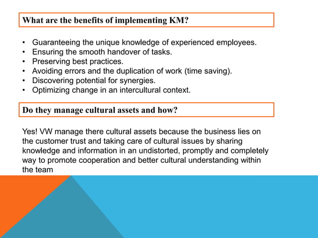 VW knowledge management case study | PPTX