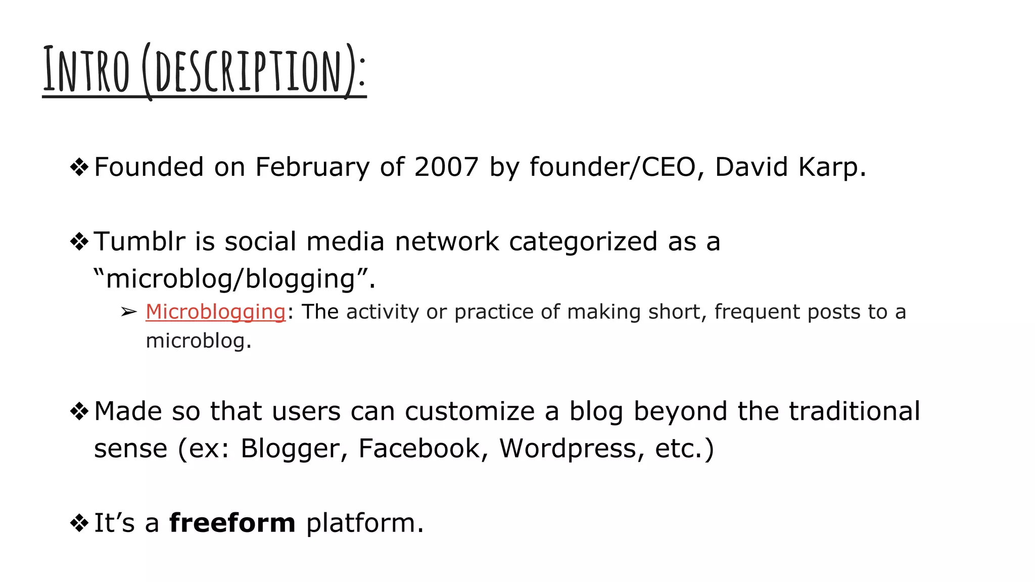 Social Media Project: Tumblr | PPTX