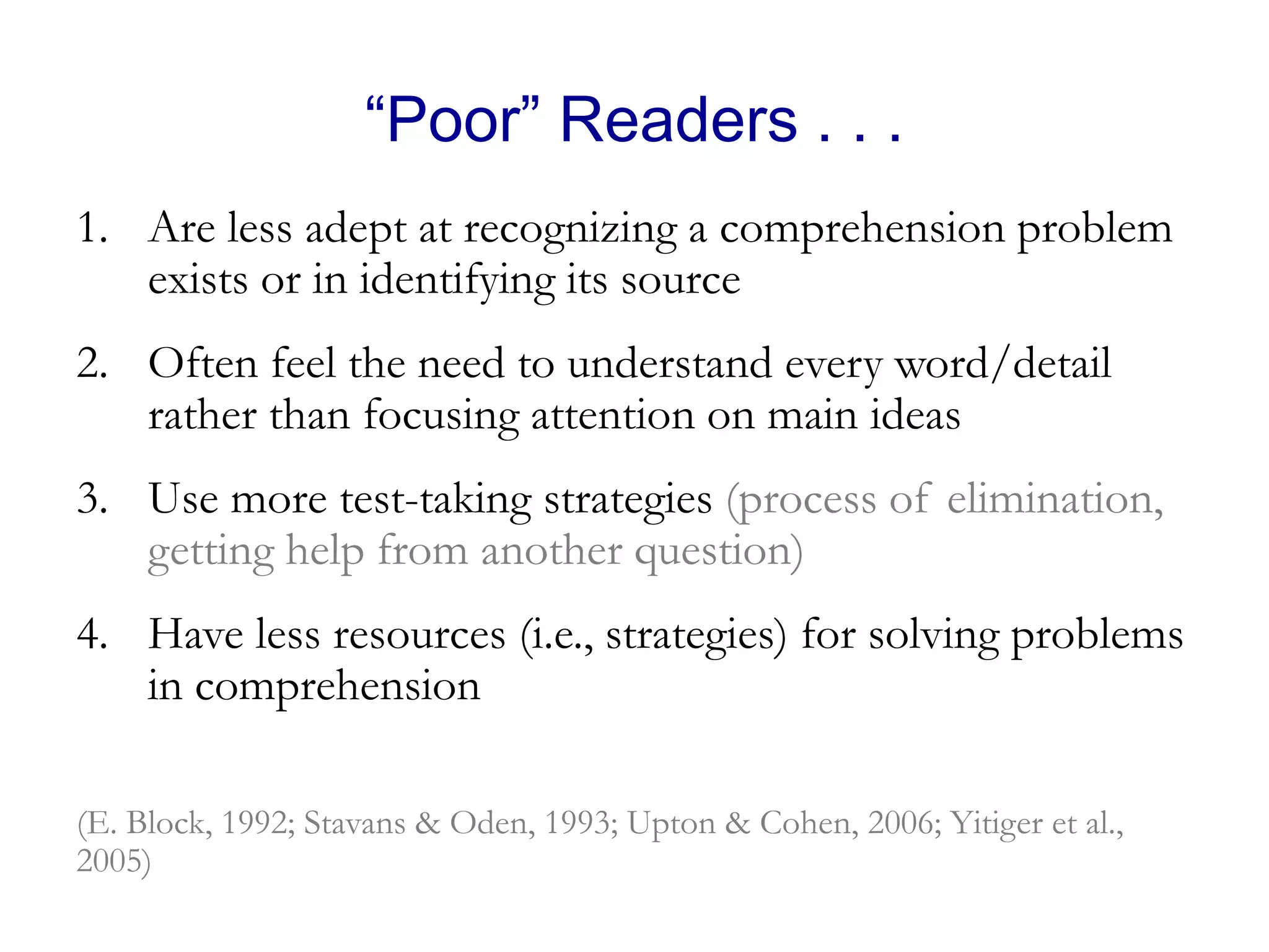 Reading Strategies: What do "Good" readers do? | PPT