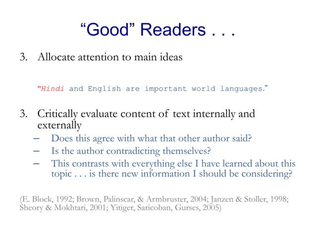 Reading Strategies: What do "Good" readers do? | PPT