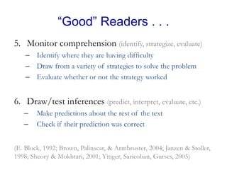 Reading Strategies: What do "Good" readers do? | PPTX