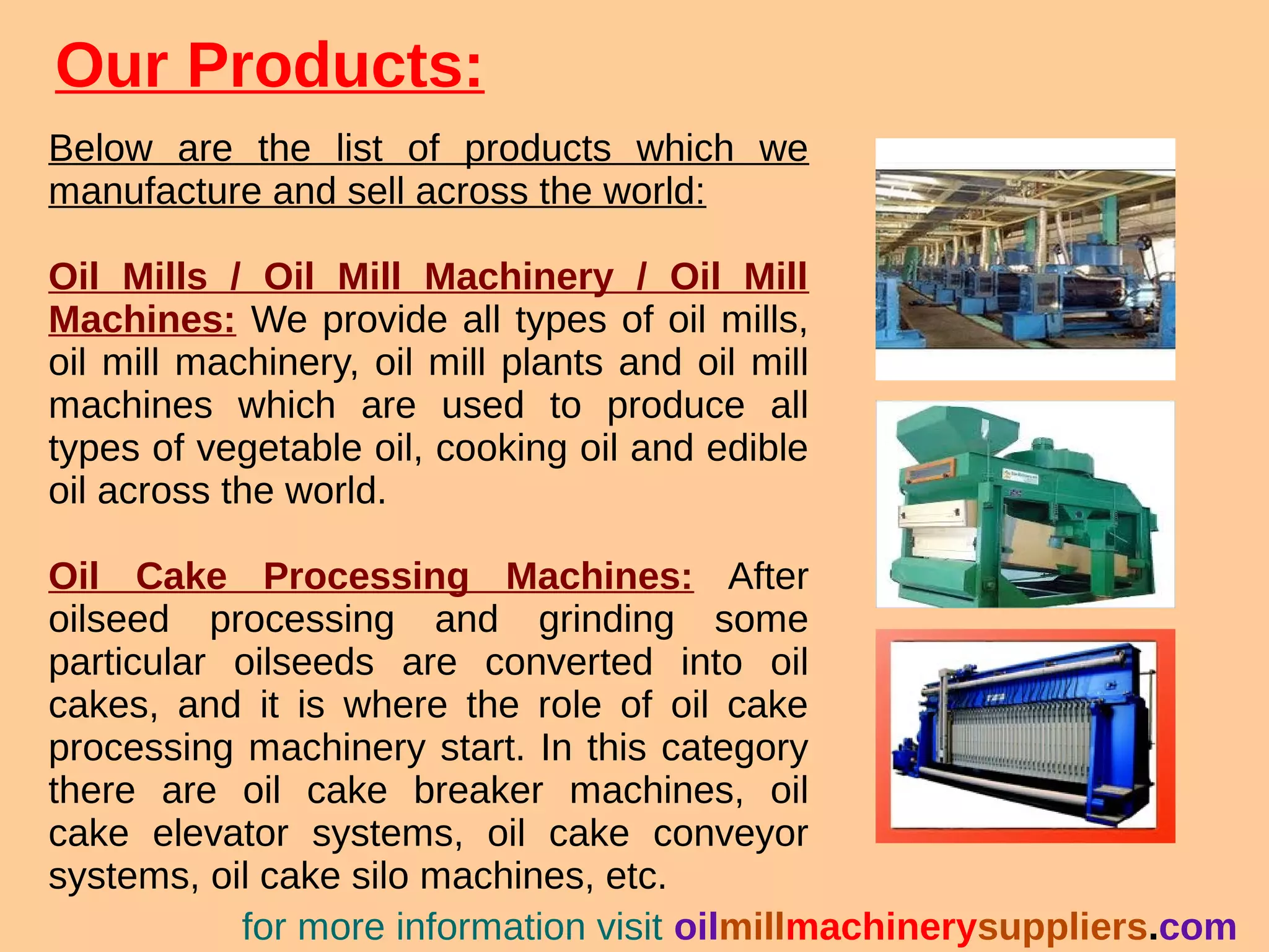 Oil Mills, Oil Mill Machinery & Equipments | ODP