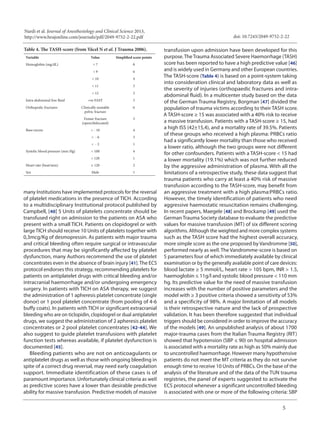 Prevention and treatment of trauma induced coagulopathy (tic). an ...