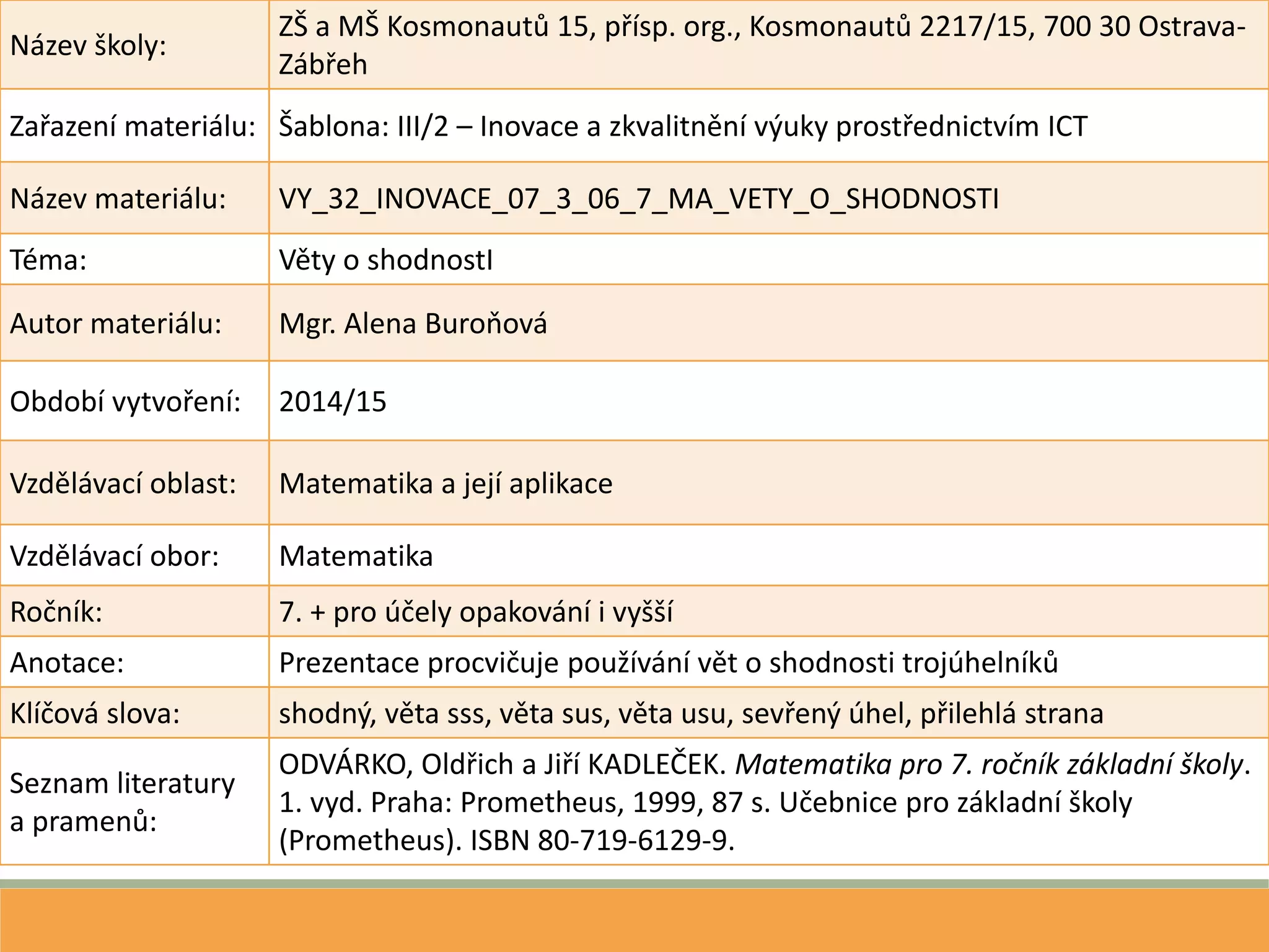 Vy 32 inovace_07_3_07_7_ma_vety_o_shodnosti | PPT
