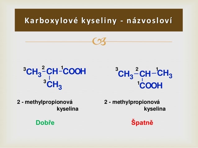 Karboxylové kyseliny - názvosloví - využití