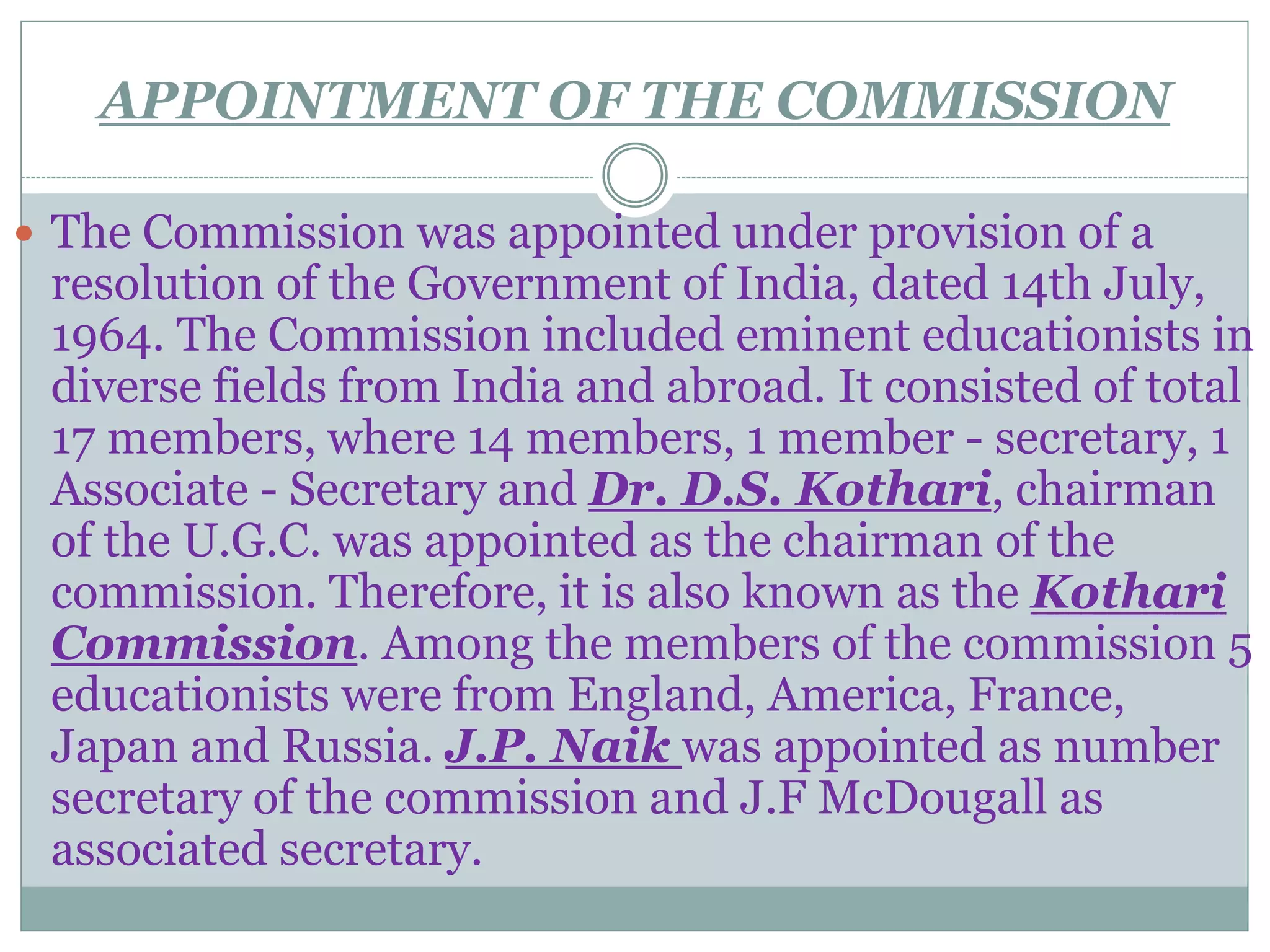 Ppt on kothari commission 1964-66 | PPTX