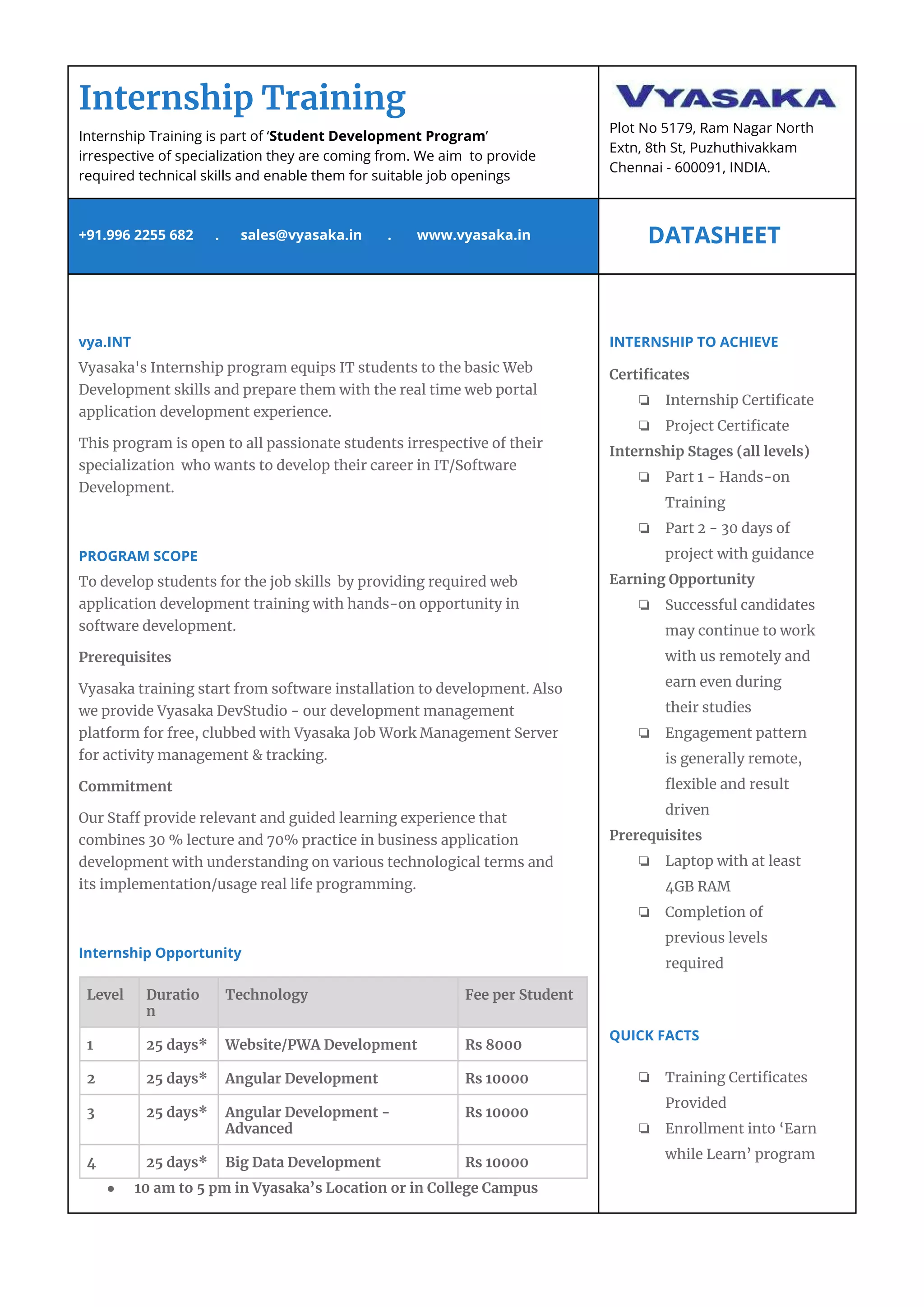 vya.INT - 2019 Summer Internship Program Datasheet | PDF