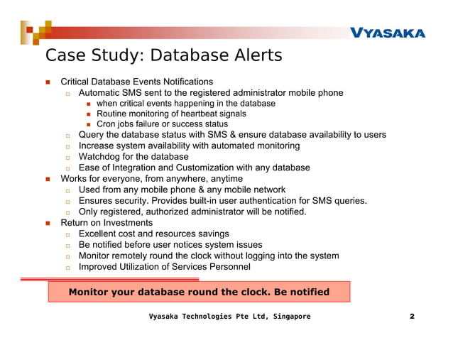 Vya db alerts case study | PDF | Databases | Computer Software and Applications